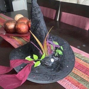 Felt Nature Fancy Witch Hat. Rustic Halloween Witchy Cosplay Wizard ...