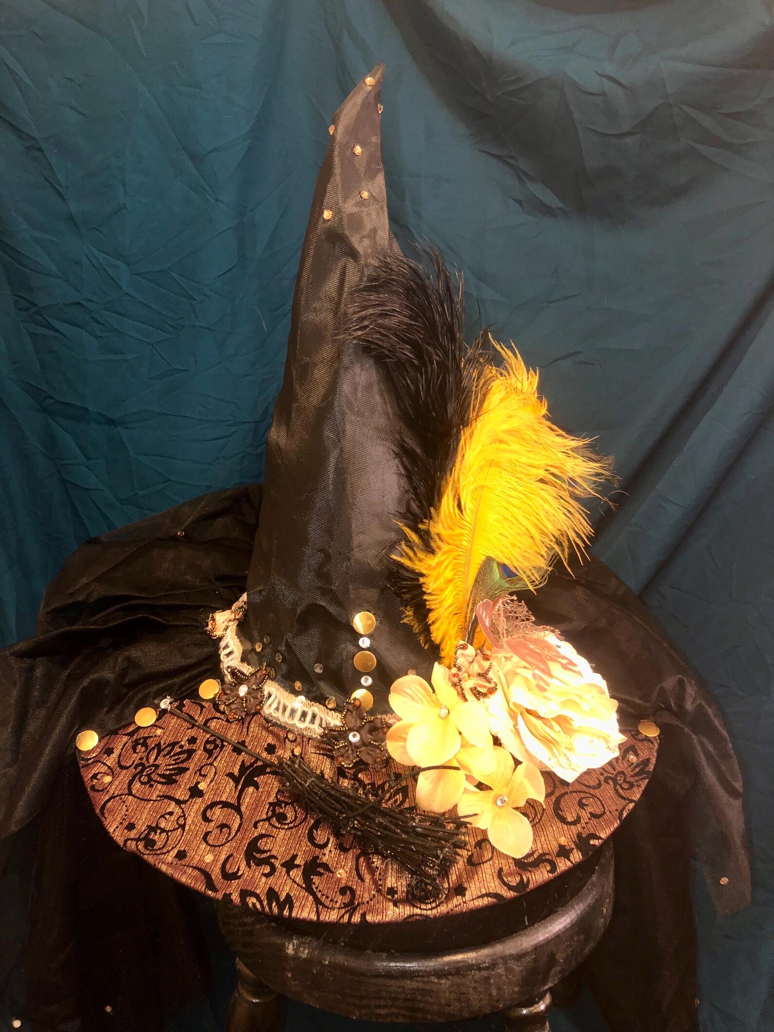 Women’s Halloween WITCH HAT KATANGI Women’s Brown and Gold Fancy Hat - Etsy