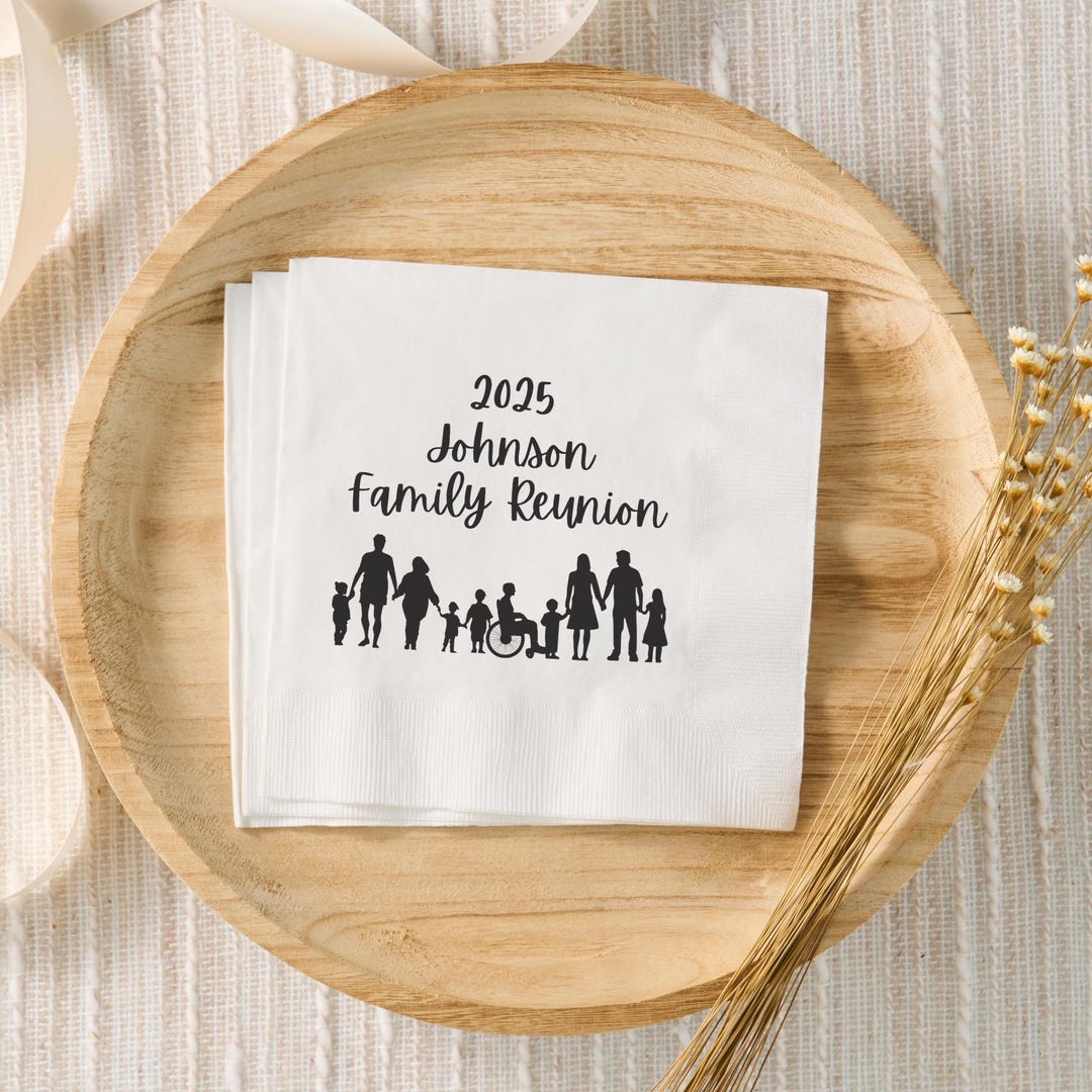 Custom Family Reunion Napkins, Family Reunion Decor, Family Gathering ...
