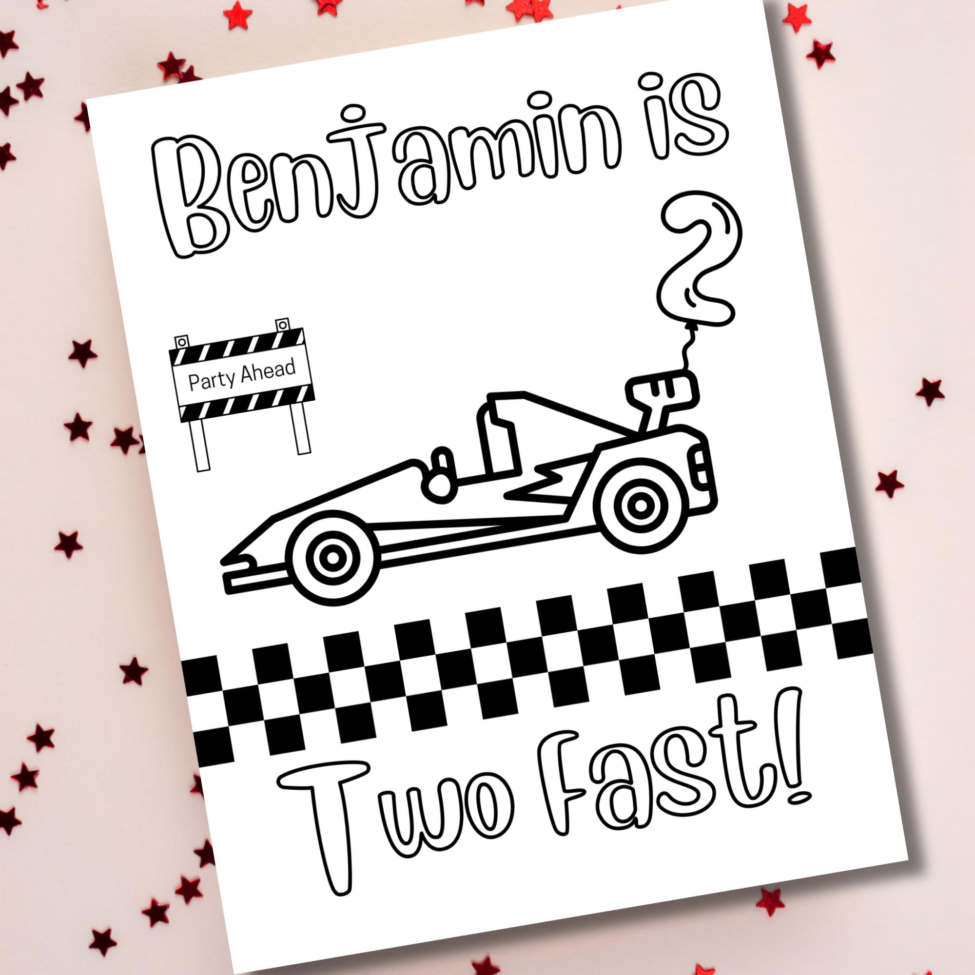 Two Fast Birthday Supplies, Race Car First Birthday Party Activity ...