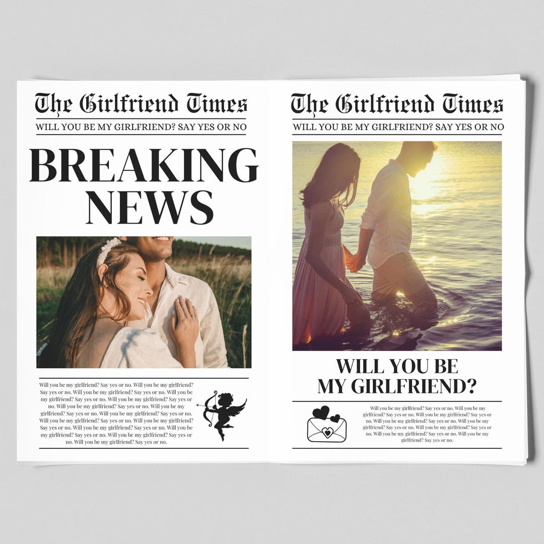 Will You Be My Girlfriend Newspaper, Girlfriend Proposal Newspaper With ...