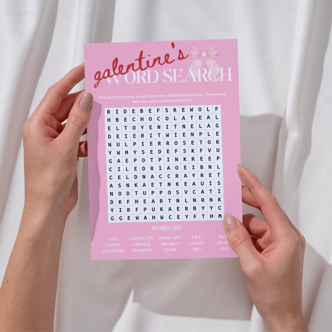 Galentines Day Word Search, Ladies Night Games, Galentine Party ...