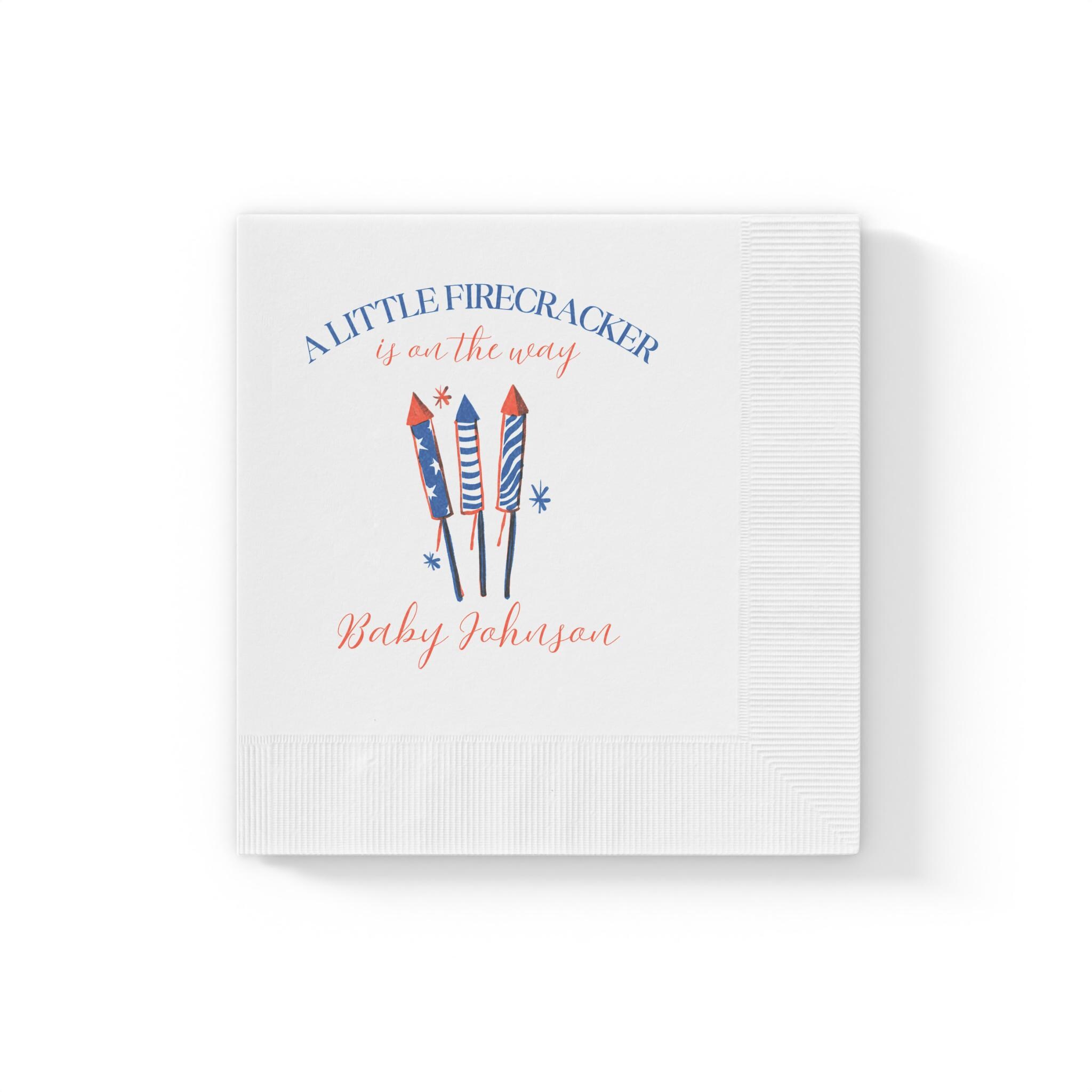 A Little Firecracker is on the Way Baby Shower Napkins, 4th of July ...