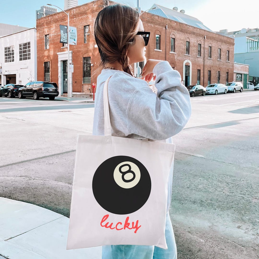 Retro 8 Ball Tote Bag, Lucky Eight Ball Design, Gift for Teenager ...
