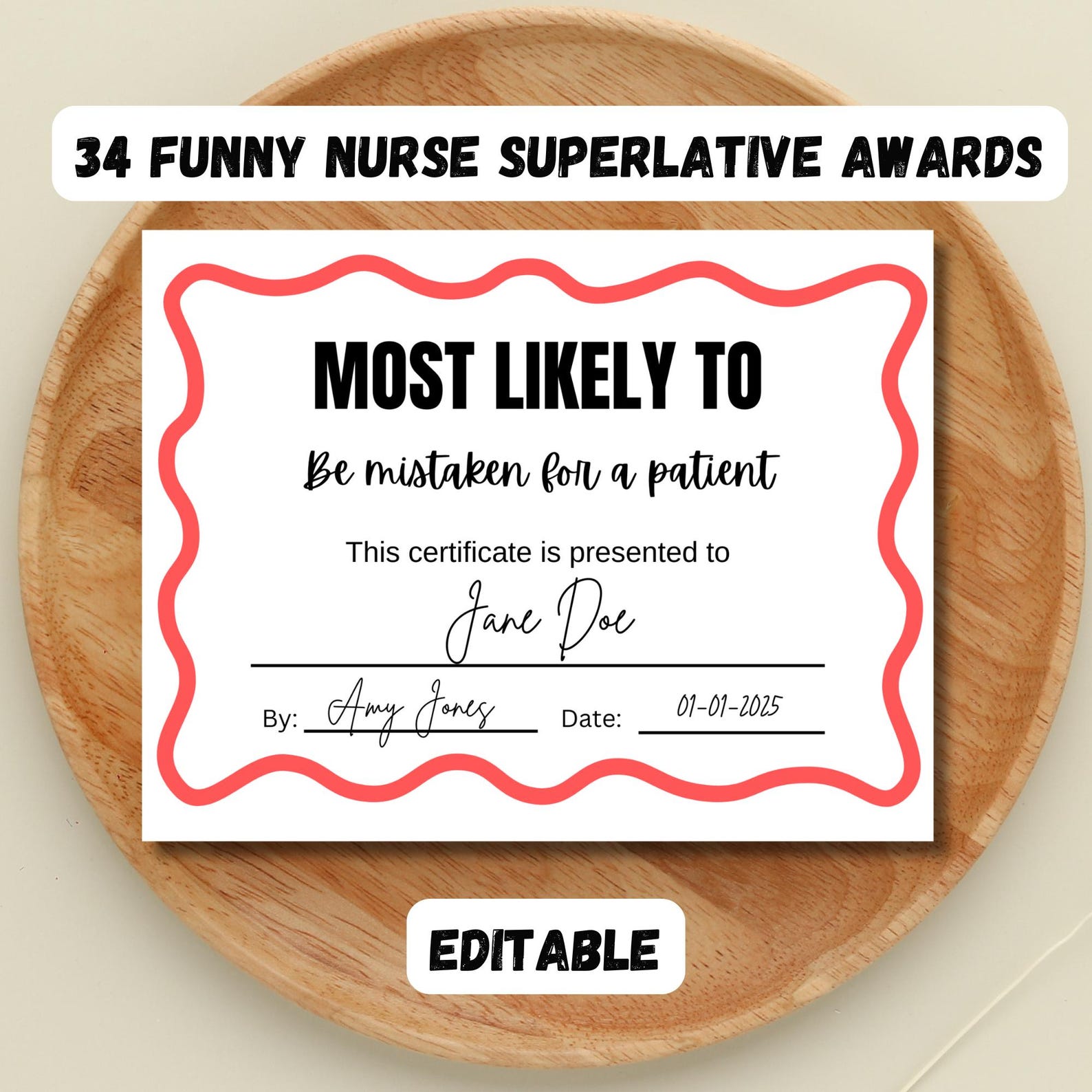 Nurse Superlatives Editable Canva Template, Easy Nurse Award ...