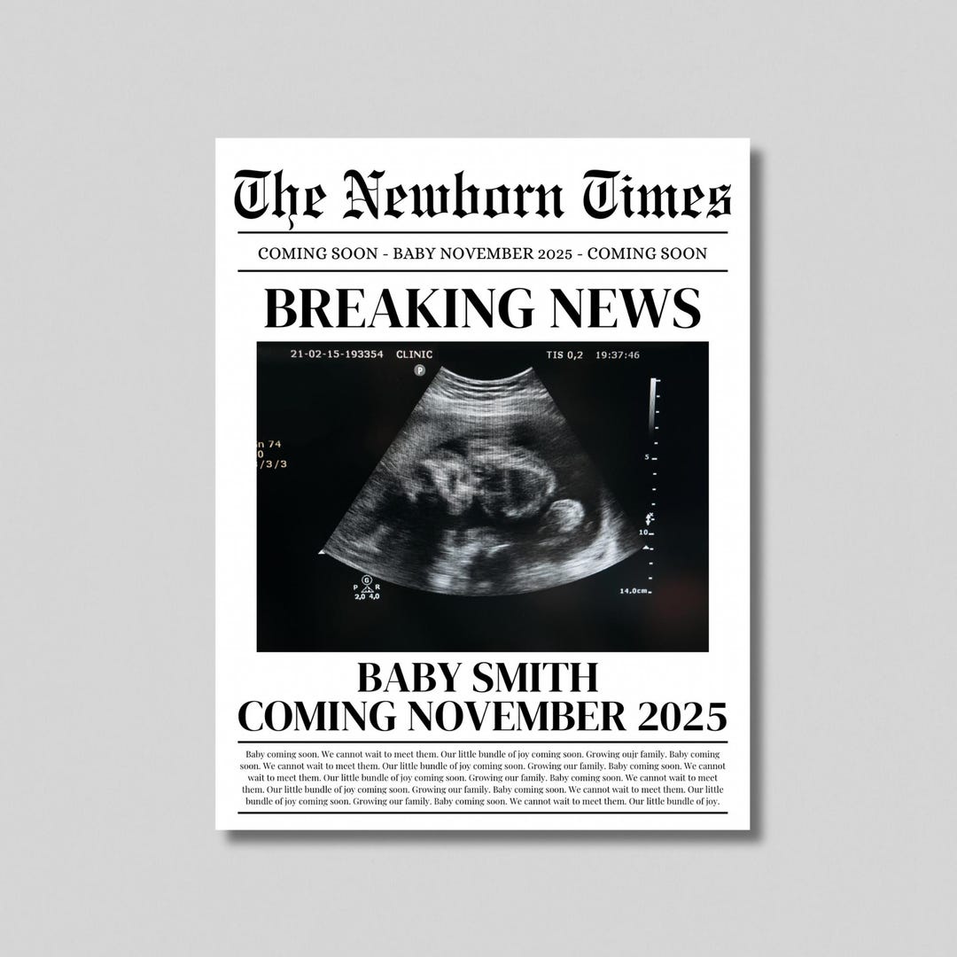 Baby Announcement Newspaper, Baby Arrival Sign, Newspaper Baby ...