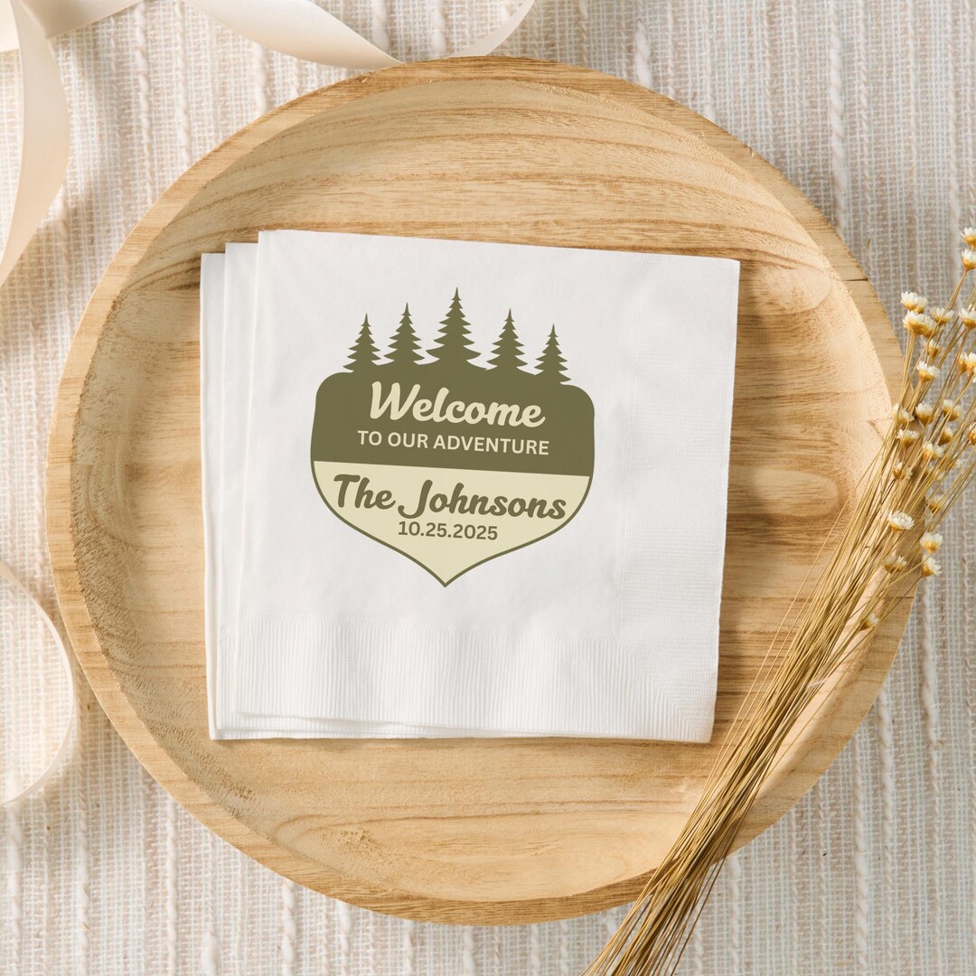 National Park Wedding Napkins, Outdoor Themed Personalized Cocktail ...