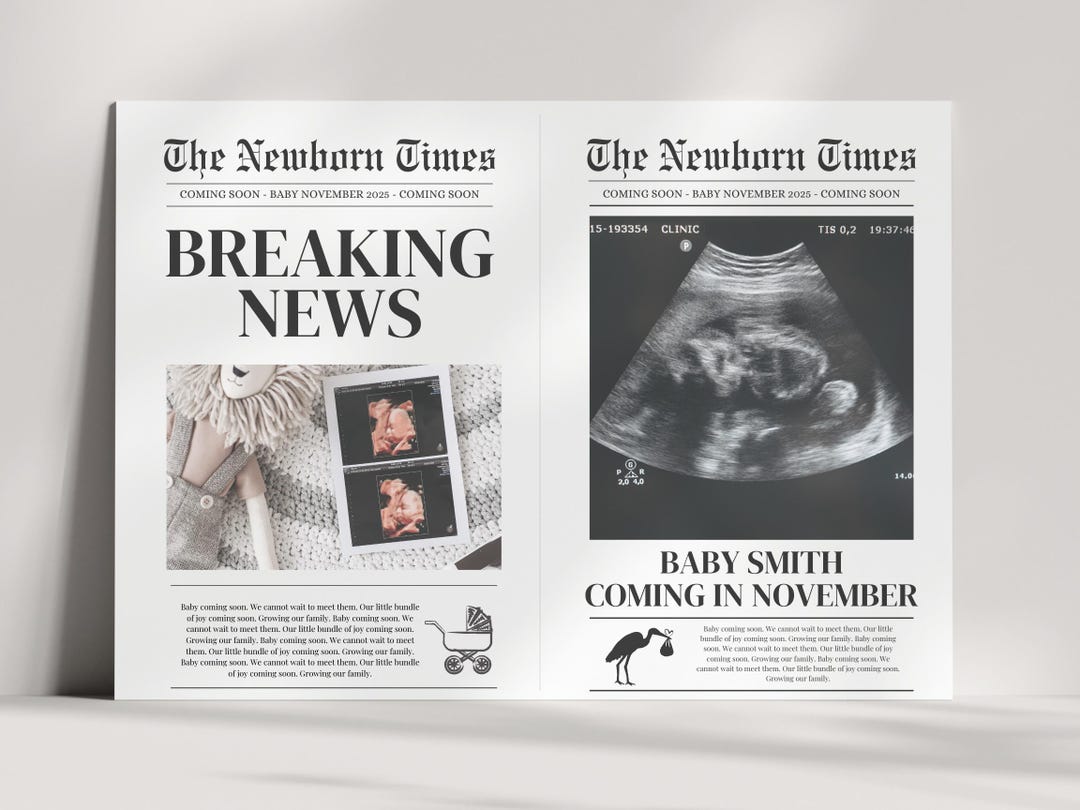 Baby Announcement Newspaper Social Media Post, Baby Arrival, Newspaper ...