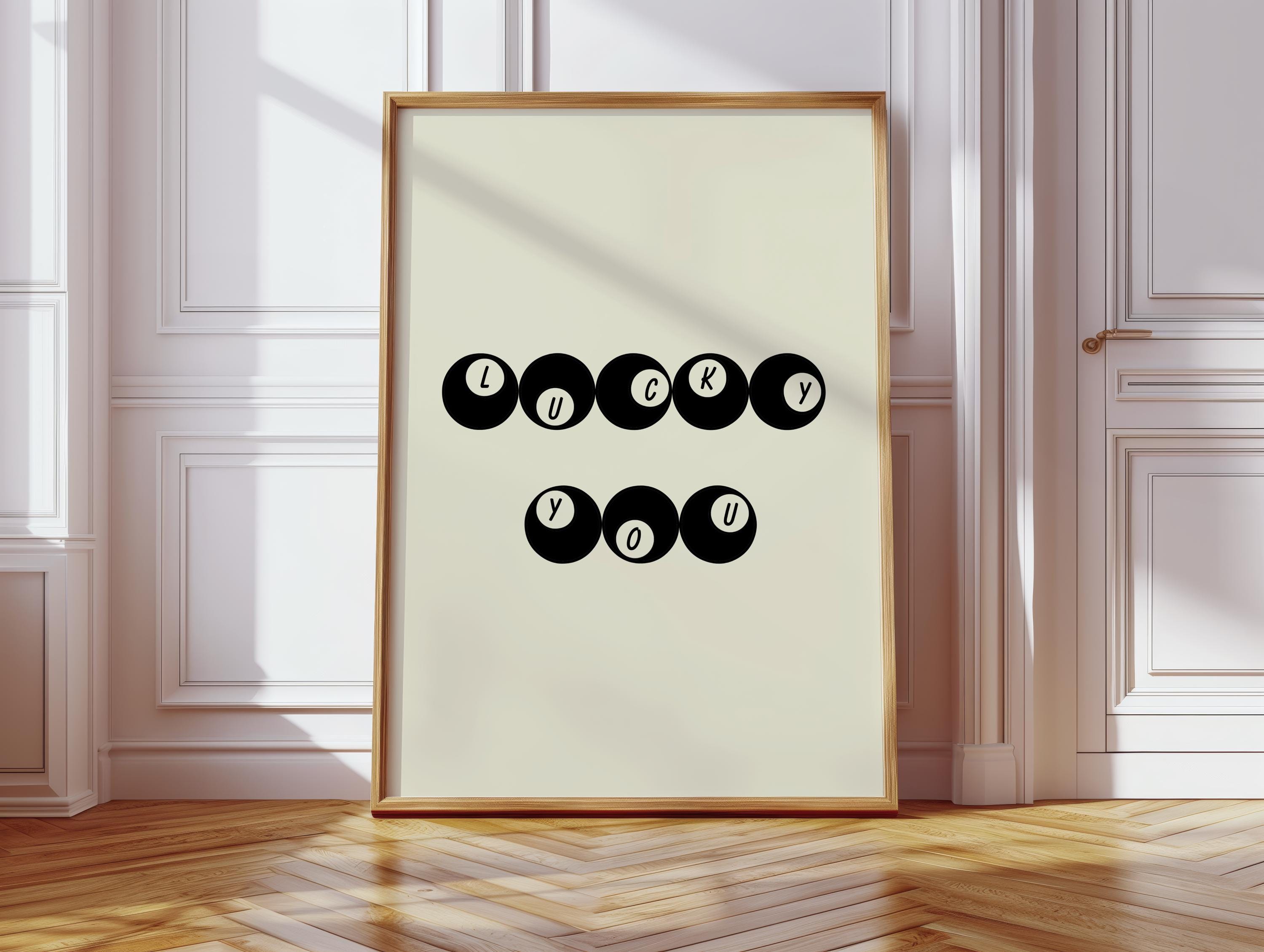 8 Ball Lucky You Wall Art, Digital Download, Vintage Pool Ball Print ...
