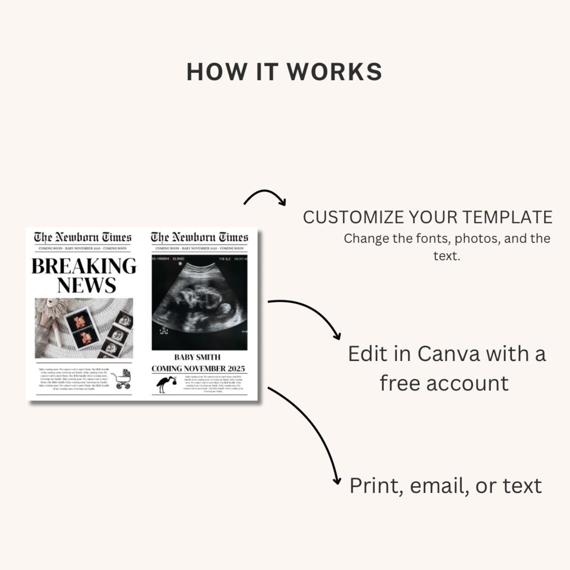 Baby Announcement Newspaper, Baby Arrival Sign, Newspaper Baby ...