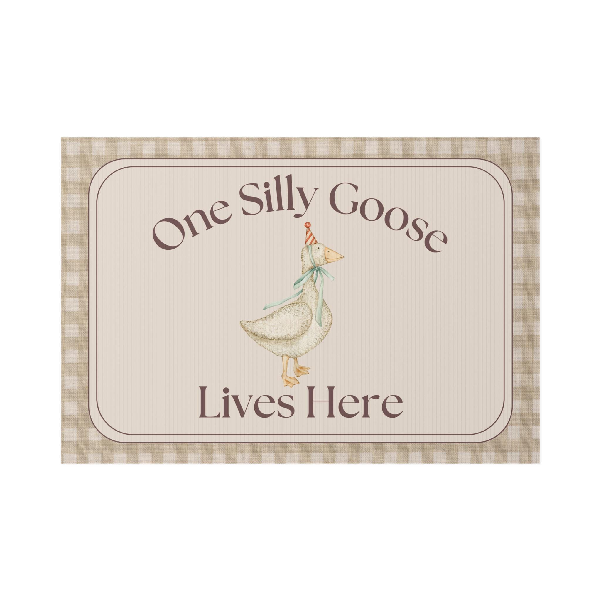 One Silly Goose Birthday Lawn Sign, Gingham Preppy Yard Decor, First ...