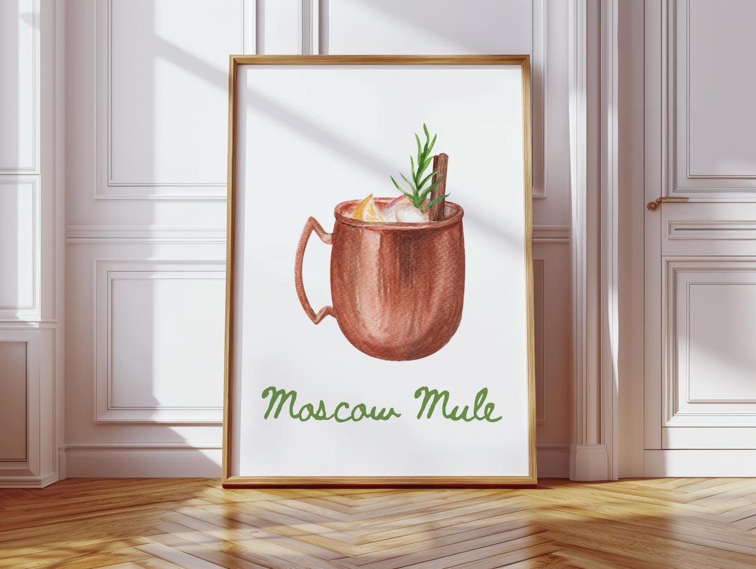 Moscow Mule Wall Art Print, Cocktail Poster, Bar Cart Art, Cocktail ...