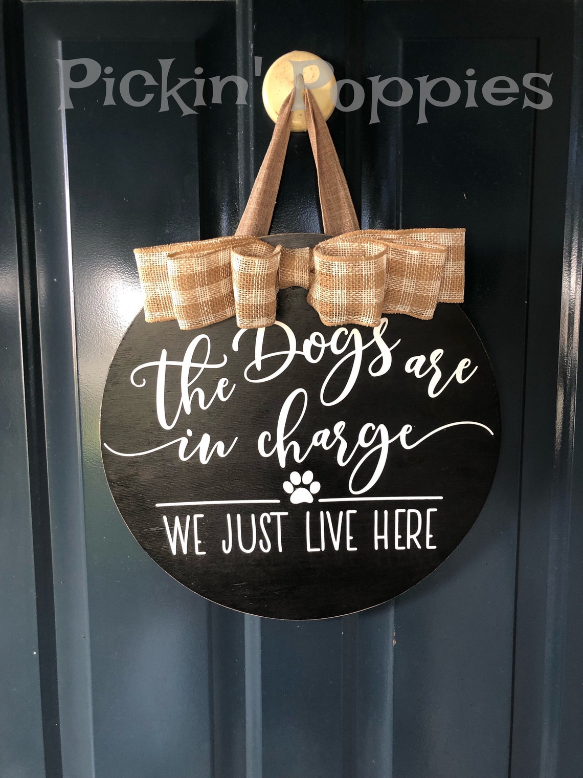 Wood Door Sign Dogs in Charge, Funny Front Door Sign, Dog Lover Gift ...