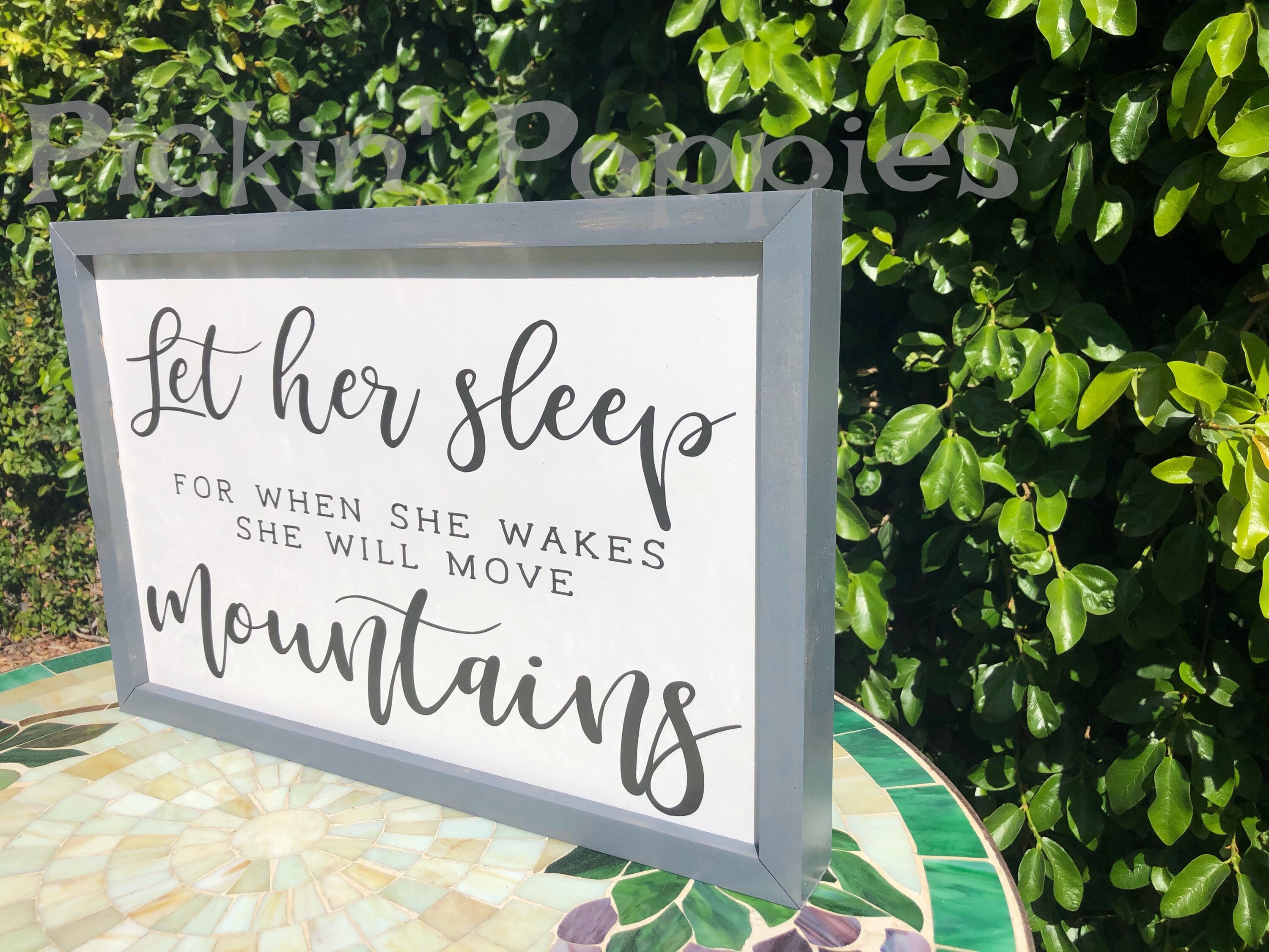 Let Her Sleep Sign, Nursery Wall Decor, Girls Room Wood Sign, Girls ...