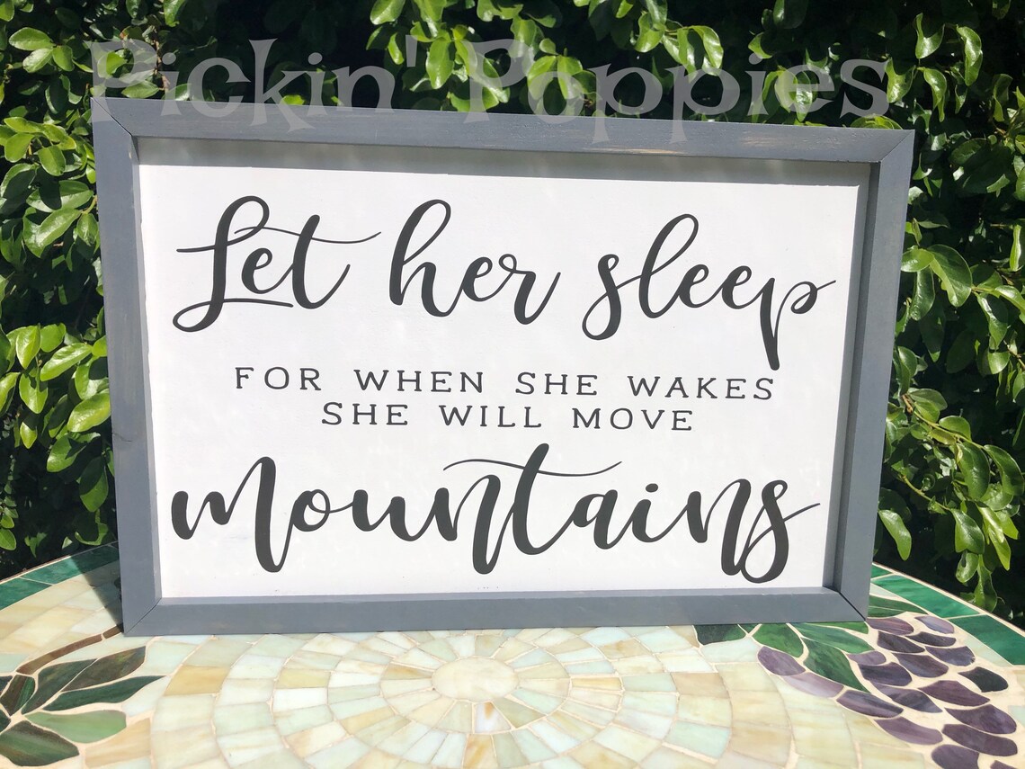 Let Her Sleep Sign, Nursery Wall Decor, Girls Room Wood Sign, Girls ...