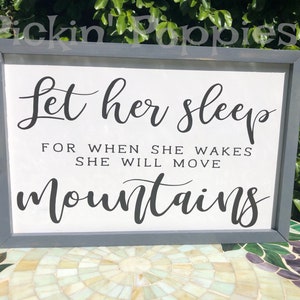Let Her Sleep Sign, Nursery Wall Decor, Girls Room Wood Sign, Girls ...