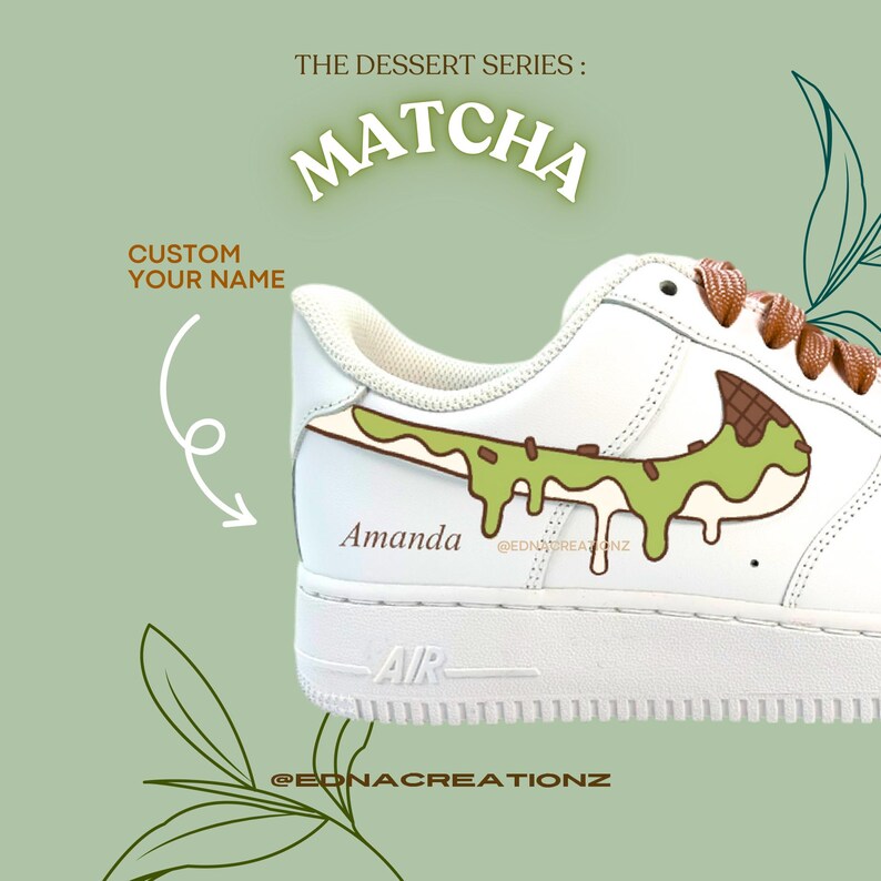 Dessert Series Matcha Custom Nike AF1 Earth Green Ice Cream Design ...