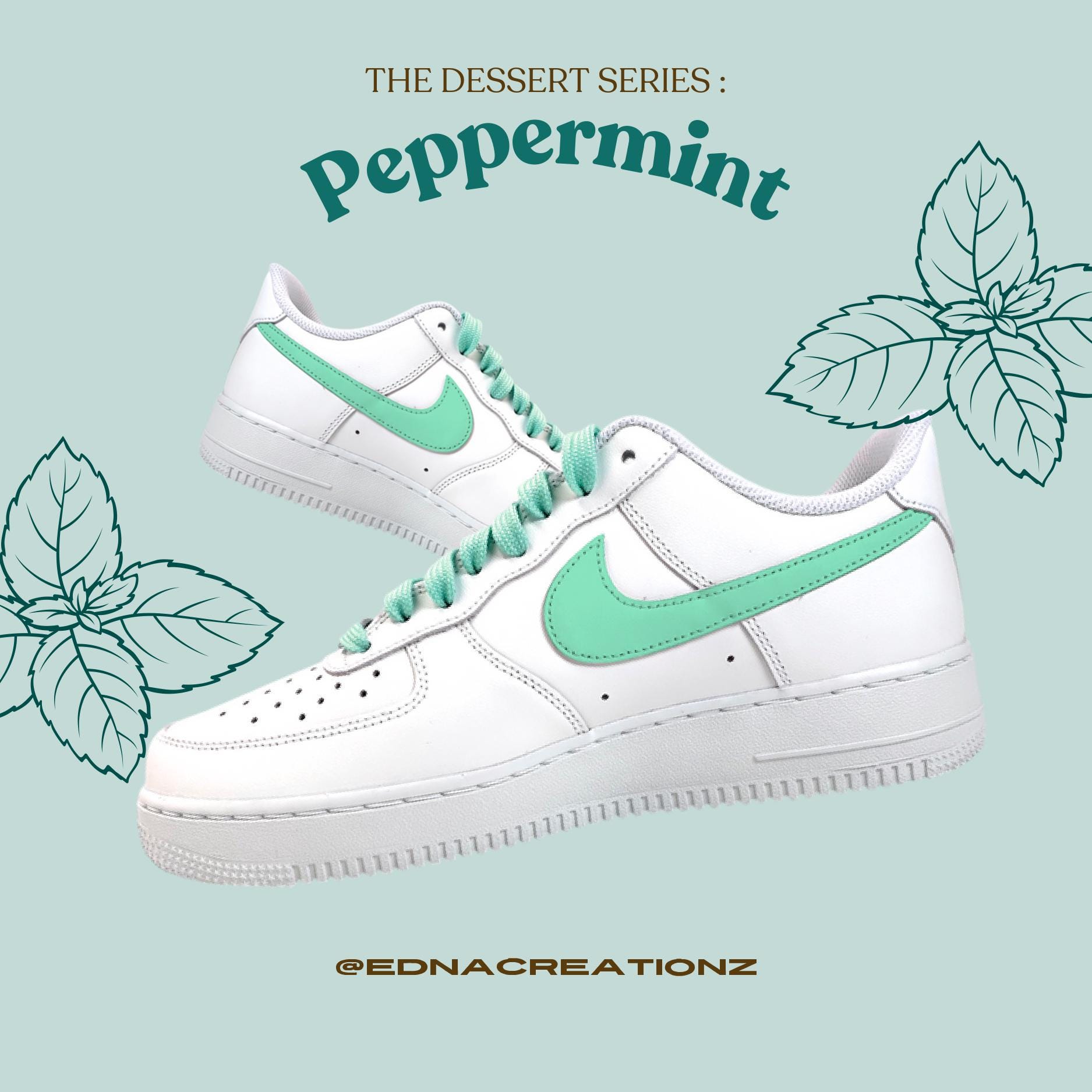 Dessert Series Peppermint Custom Nike AF1 Mint Green Ice Cream Design ...