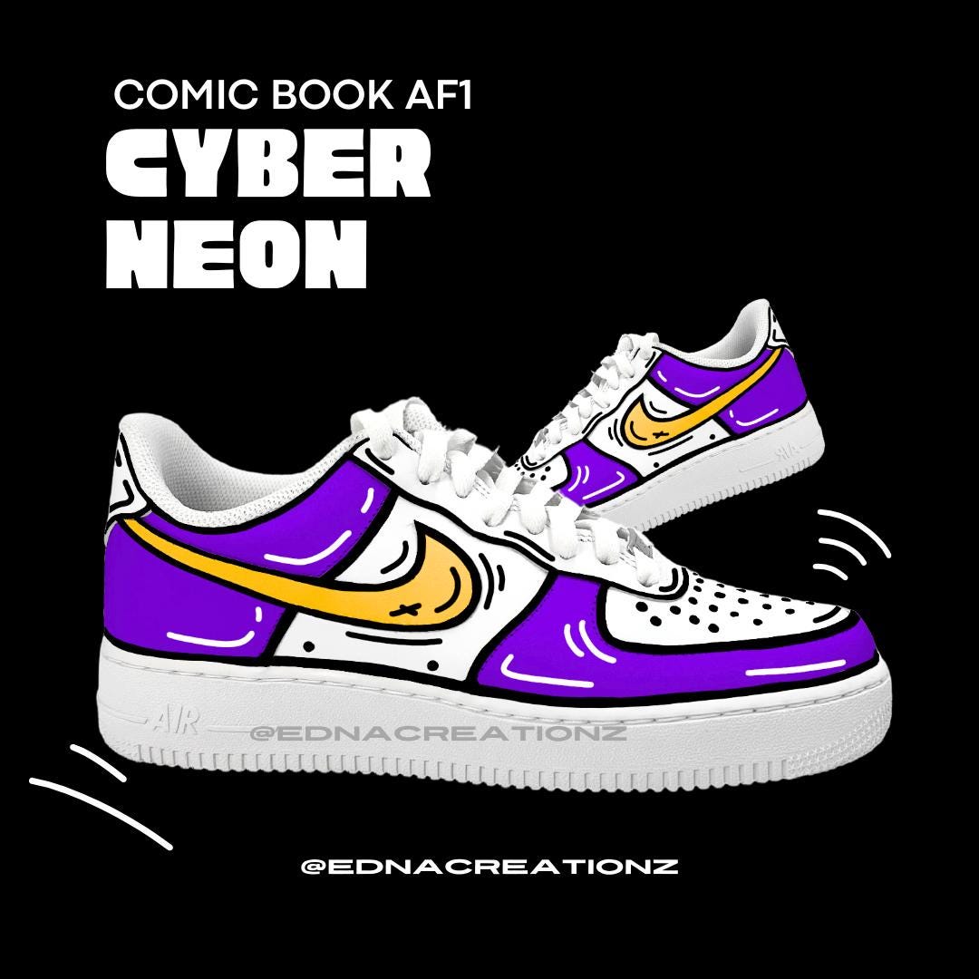 Comic Book Cartoon Line Handpainted Custom Nike Airforce 1 Sneaker ...