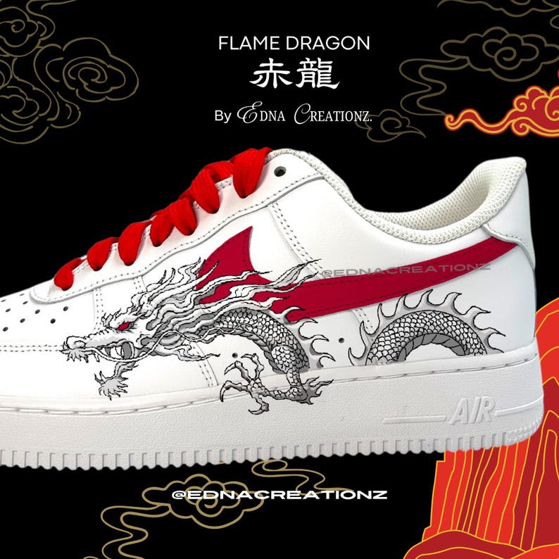 Red Dragon Custom Nike Air Force 1 Sneaker Cool Japanese Tattoo Style ...