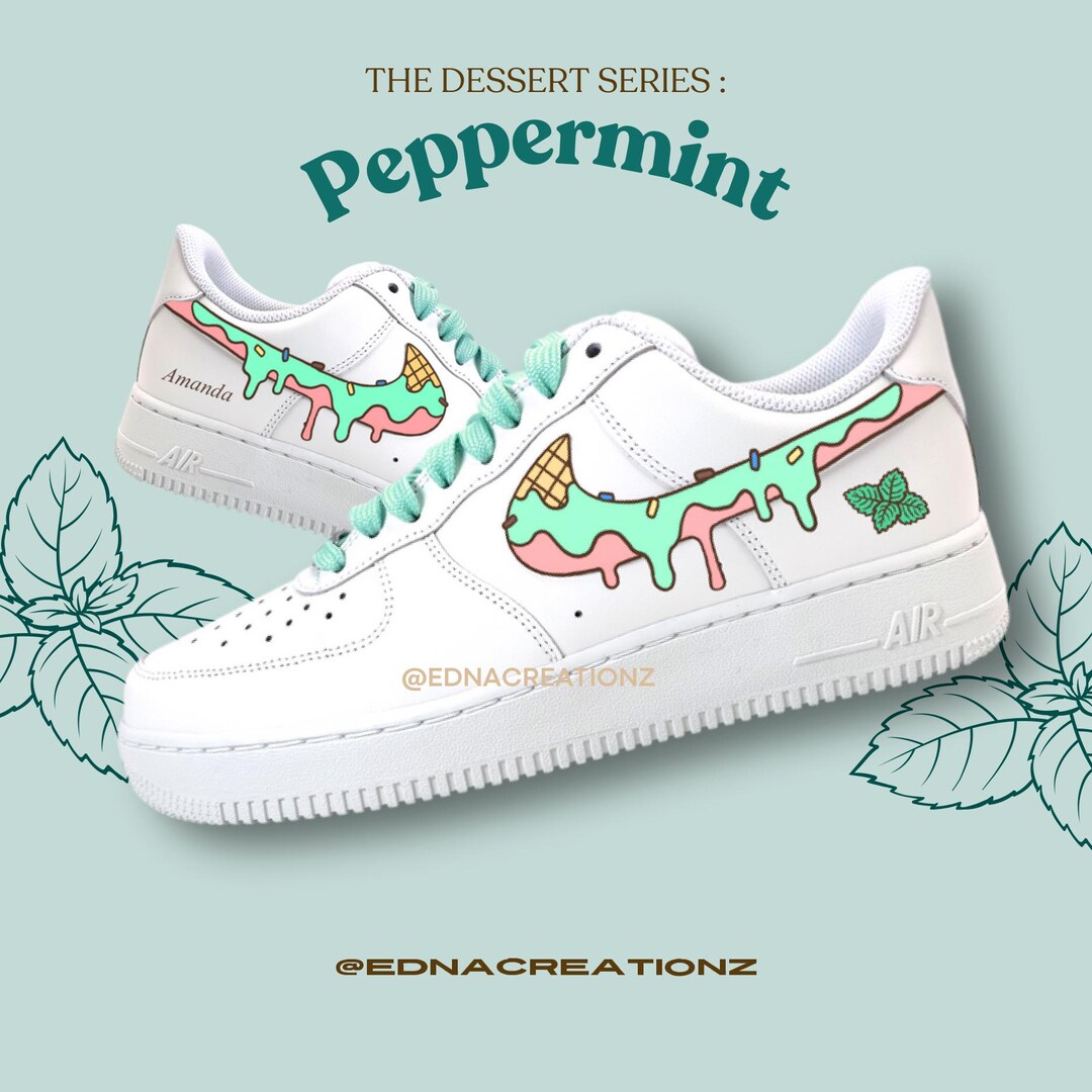Cute Lovely Sweet Custom Nike AF1 Mint Green Peppermint Dessert Ice ...