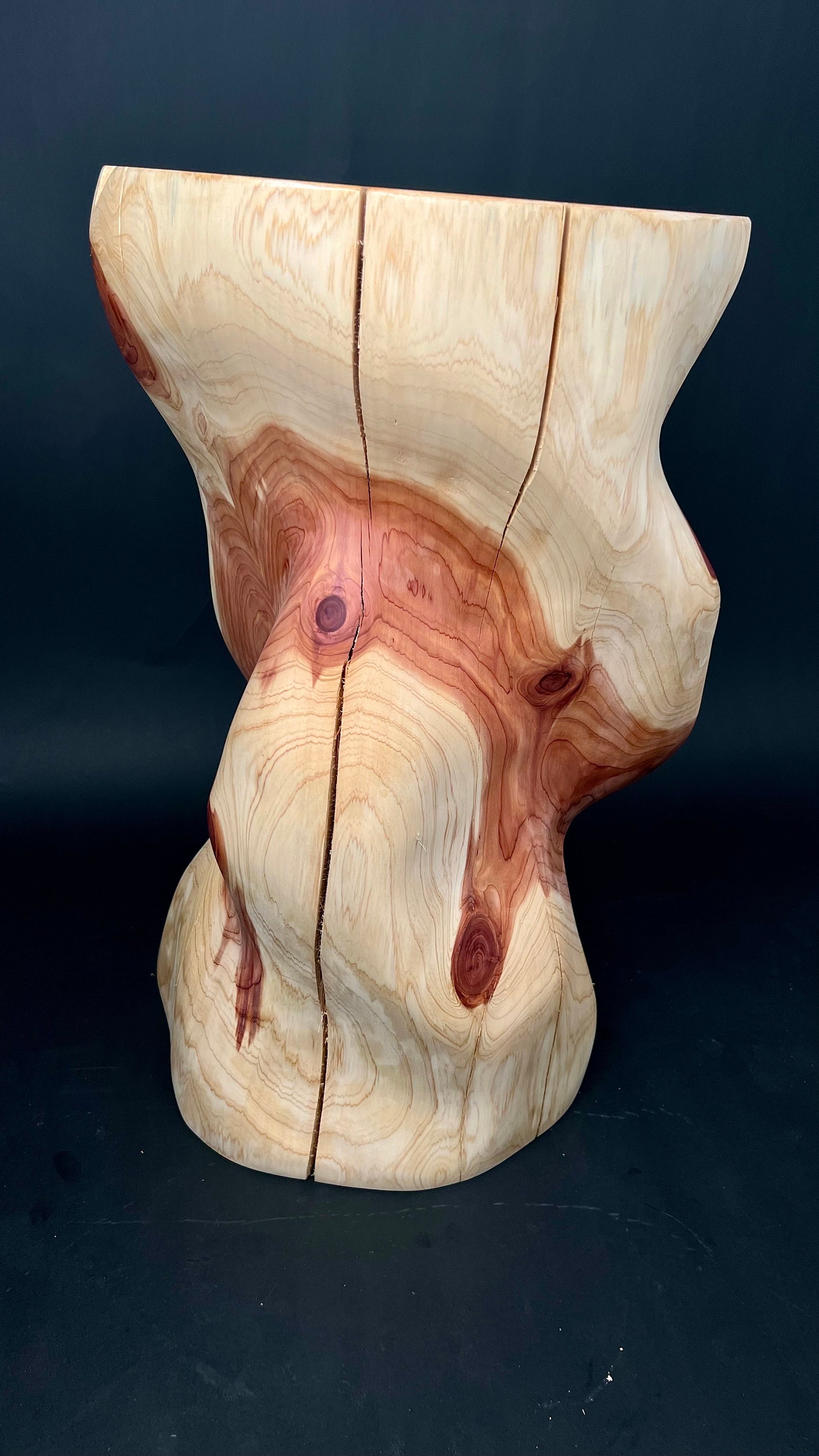 Hand Carved Cedar Side Table - Etsy