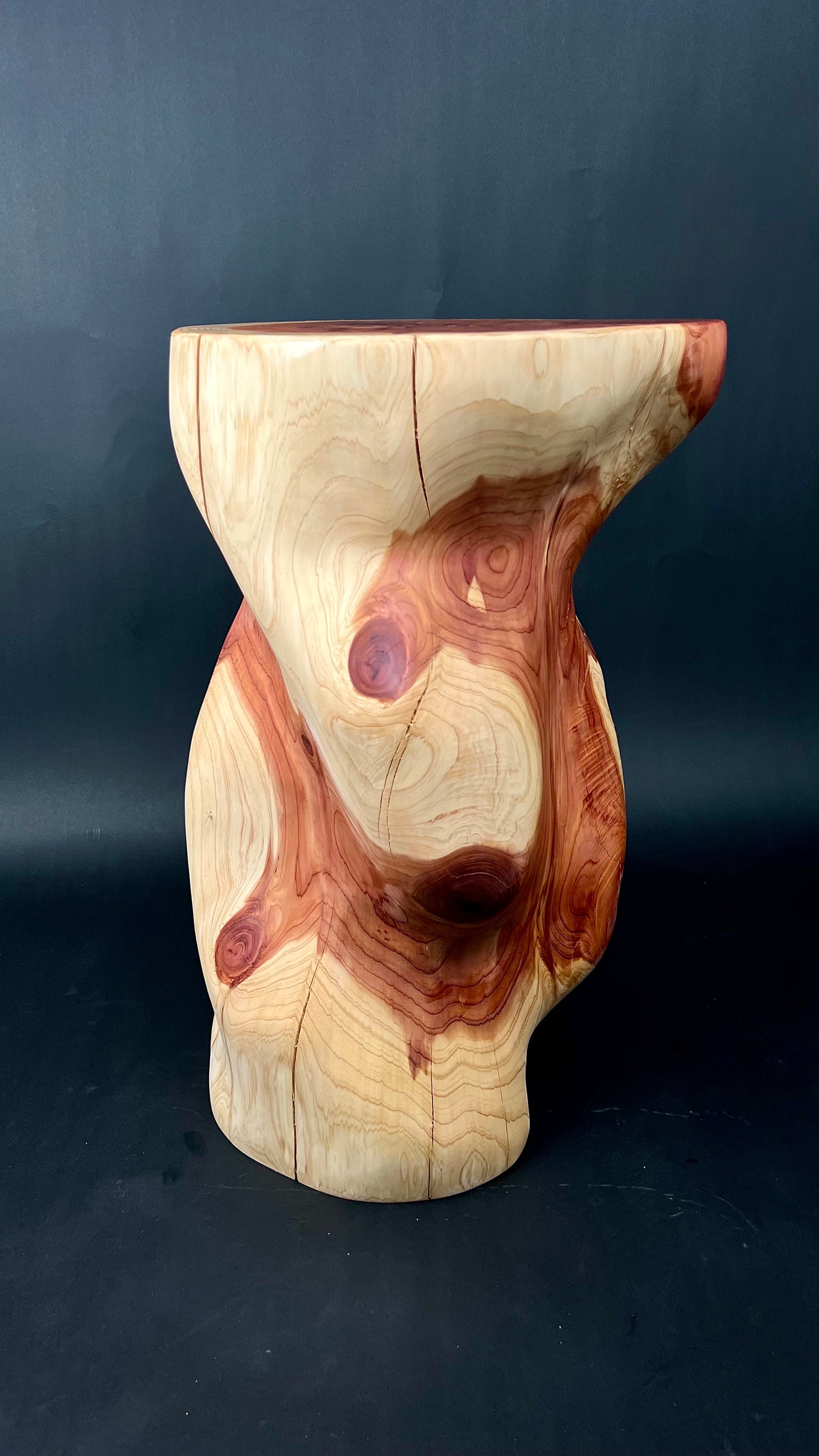 Hand Carved Cedar Side Table - Etsy