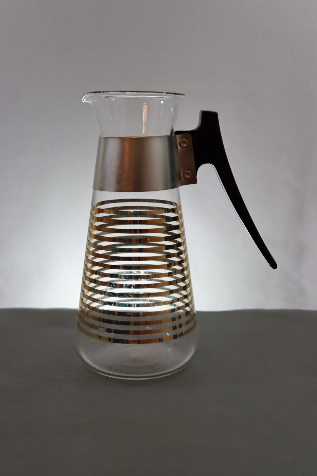 MCM 22K Gold Striped Glass Carafe/pitcher - Etsy