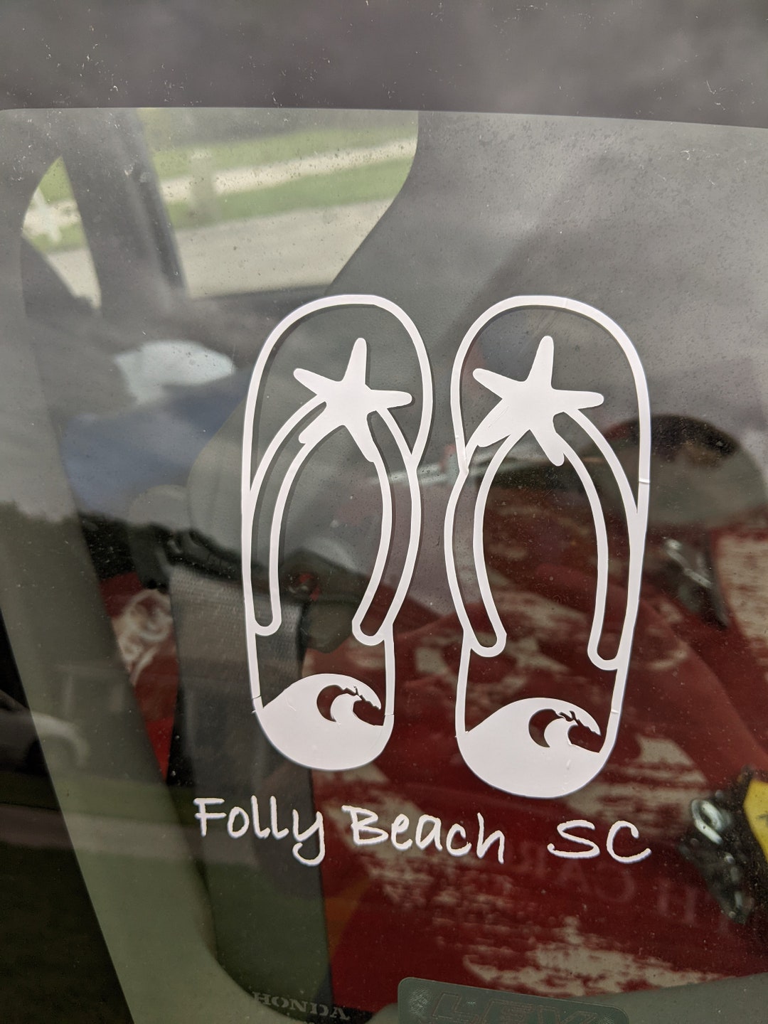 Folly Beach Flipflop Car Decal, Flipflop Sticker, Beach Decal - Etsy