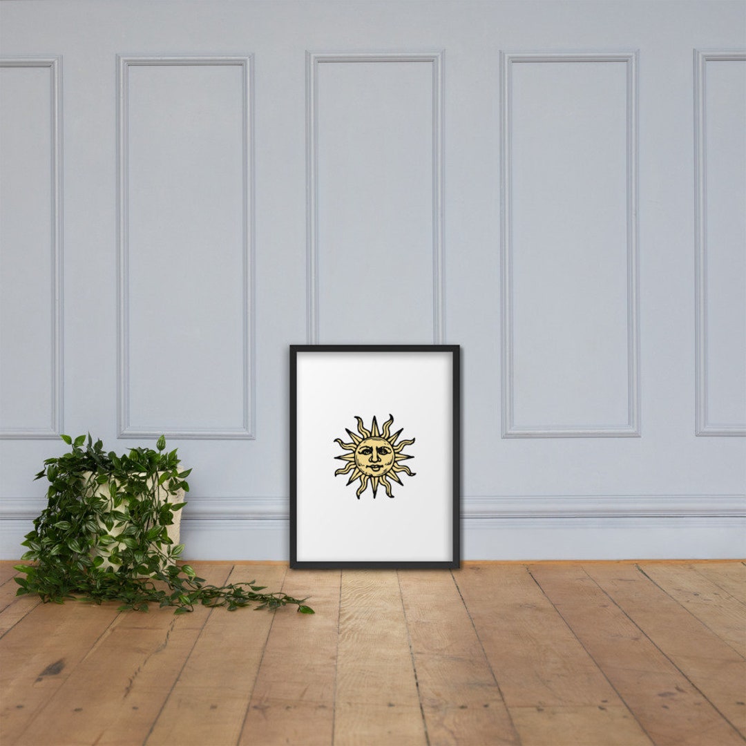 Sun Face Framed Poster - Etsy