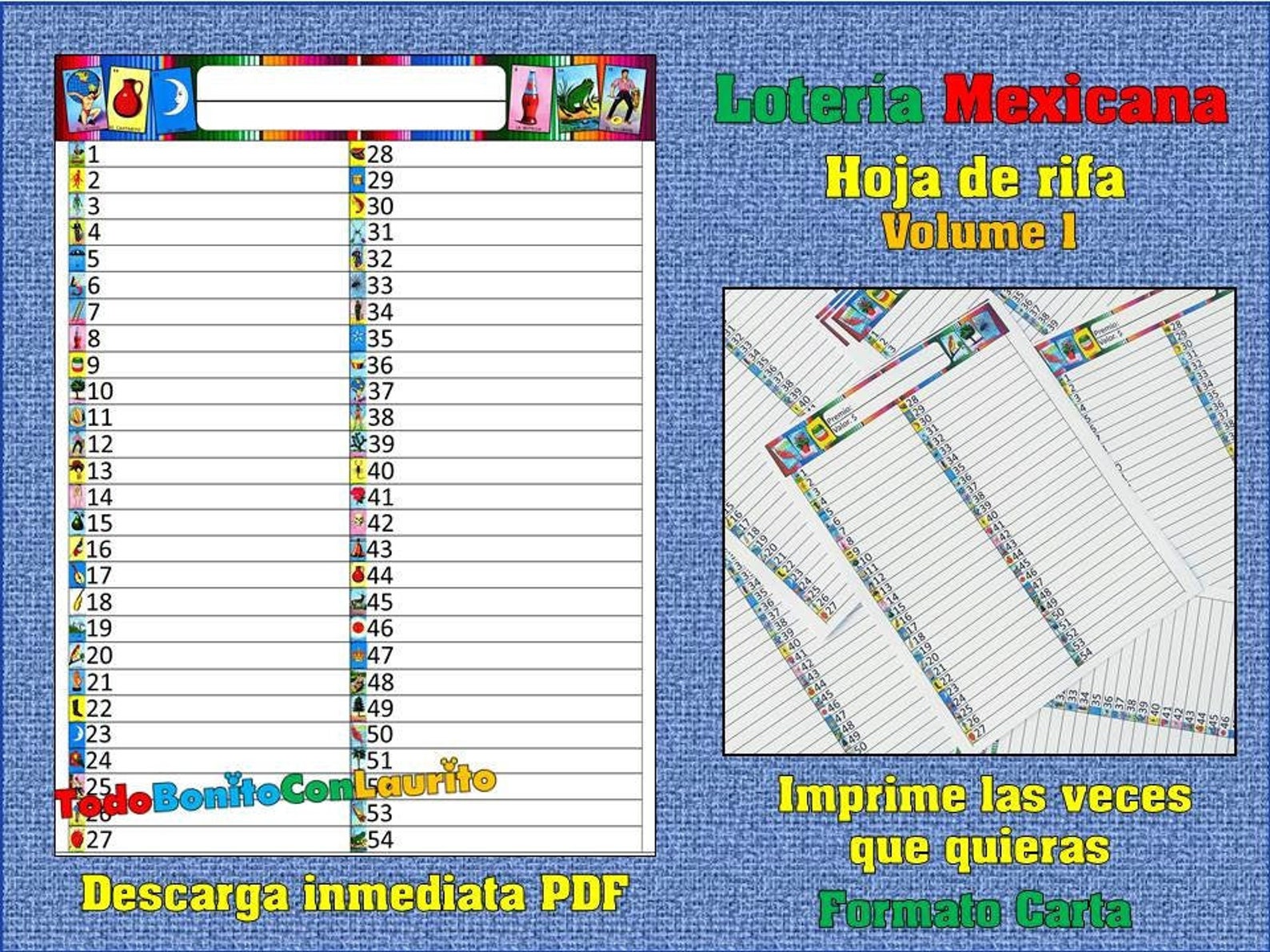 Mexican Lottery Raffle Sheet - Etsy