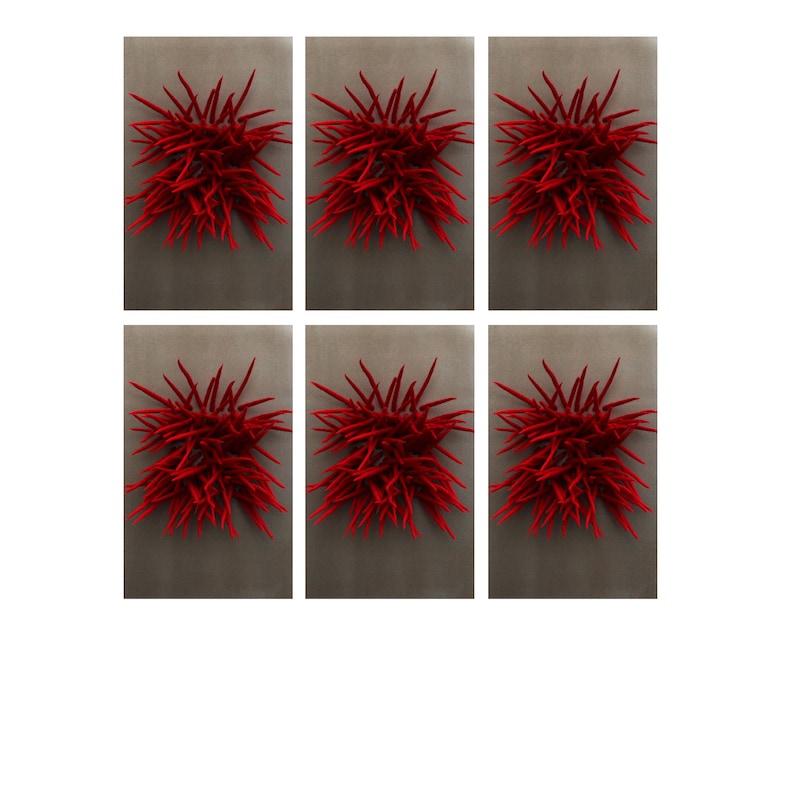 Oversized Wall Sculptures, Red 3D Wall Art: Modern Wool & Metal Wall ...