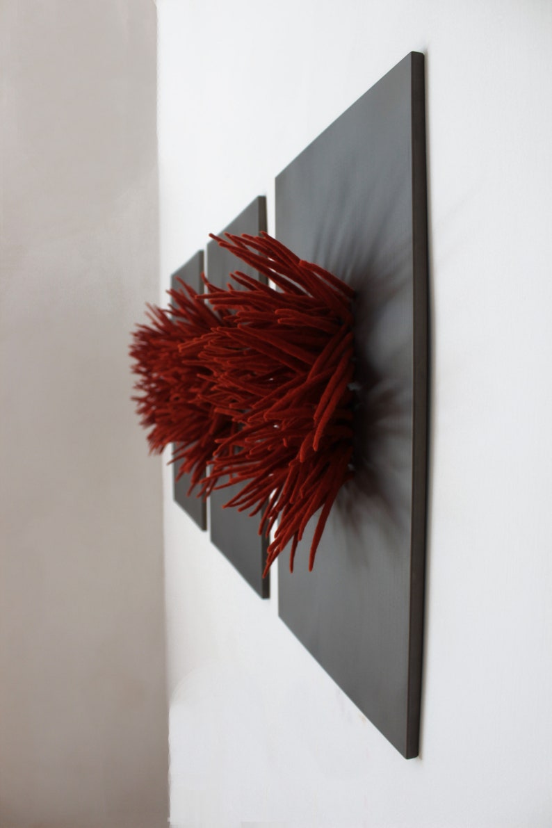 Large 3D Wall Art Sculpture Set of 3, Felted Wool Wall Hanging, Textile ...