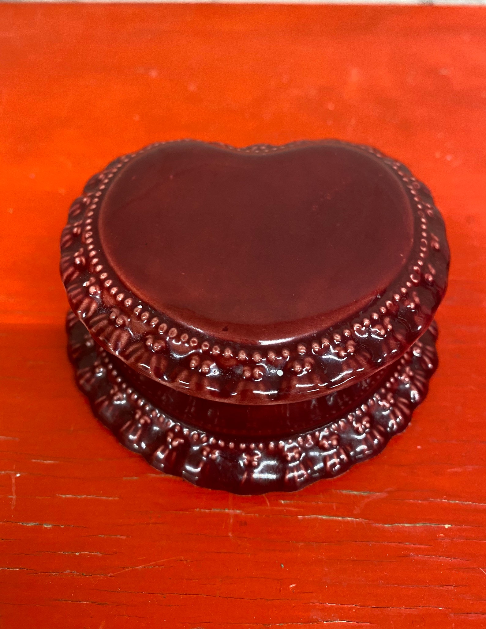 Heart Shaped Ceramic Trinket Box W/lid - 1983 Gator Mold Co. Pottery ...