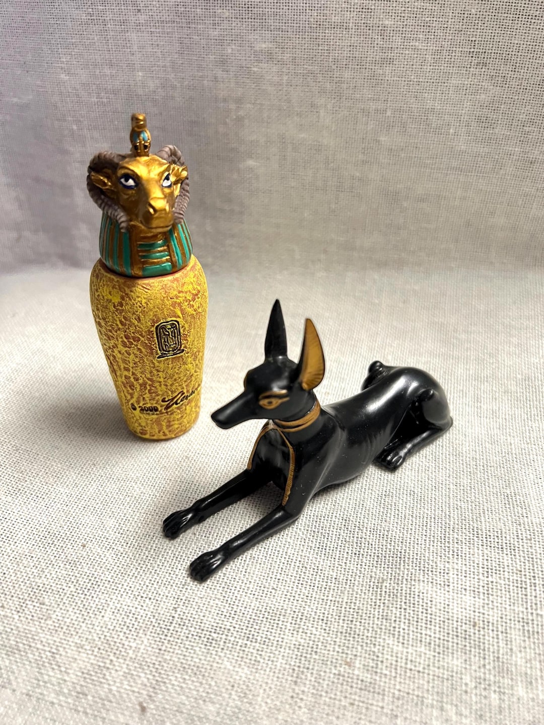 Miniature Egyptian Canopic Jar and Anubis Statue Set by Summit ...