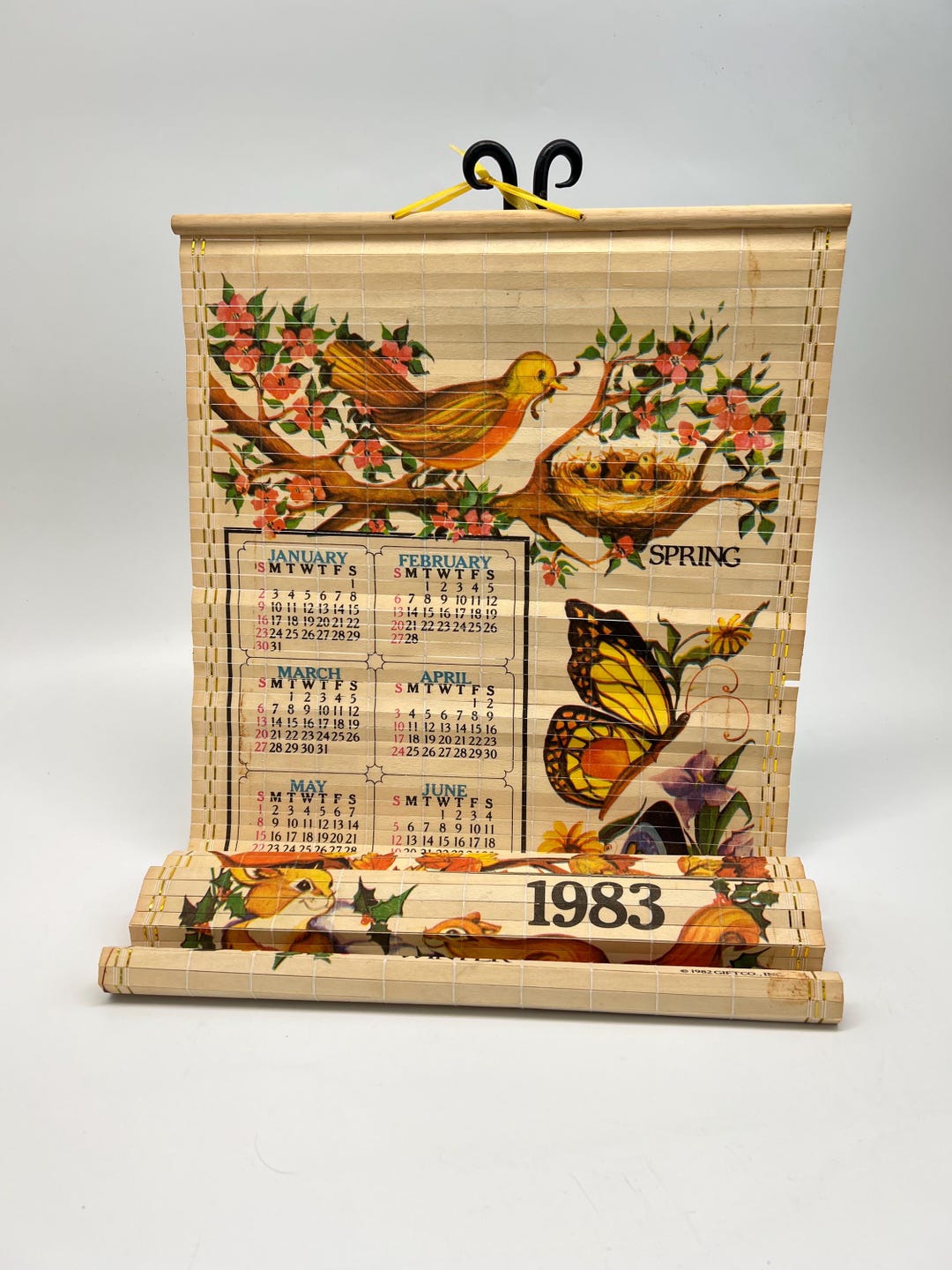 Retro Vintage Bamboo Wall Calendar 1983 Four Seasons - Etsy