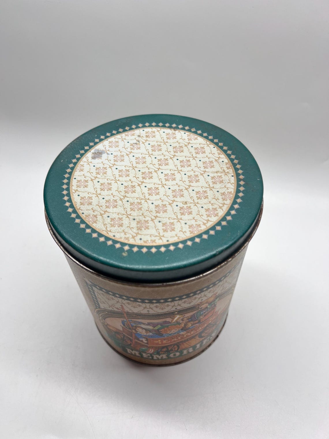 Memories Canister Vintage Tin Storage Container Toys and Wagon Design ...