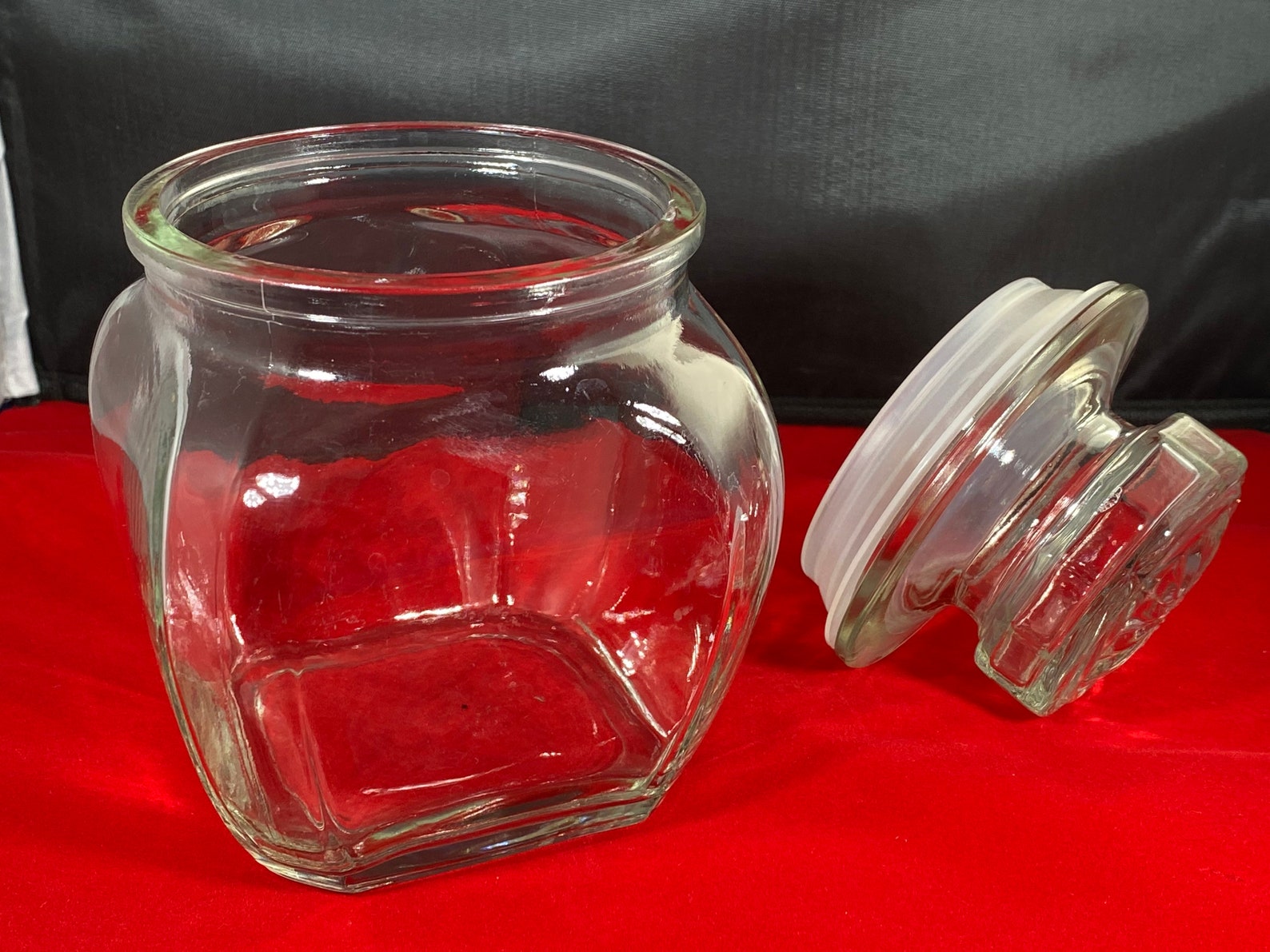Vintage Clear Glass Cookie Jar Glass Canister Wlid Home Etsy