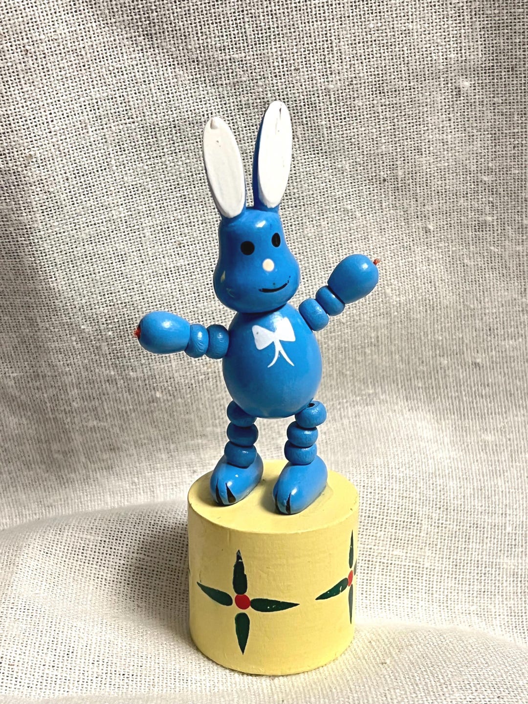 Vintage Wood Bunny Rabbit String Doll Push Button Action - Etsy