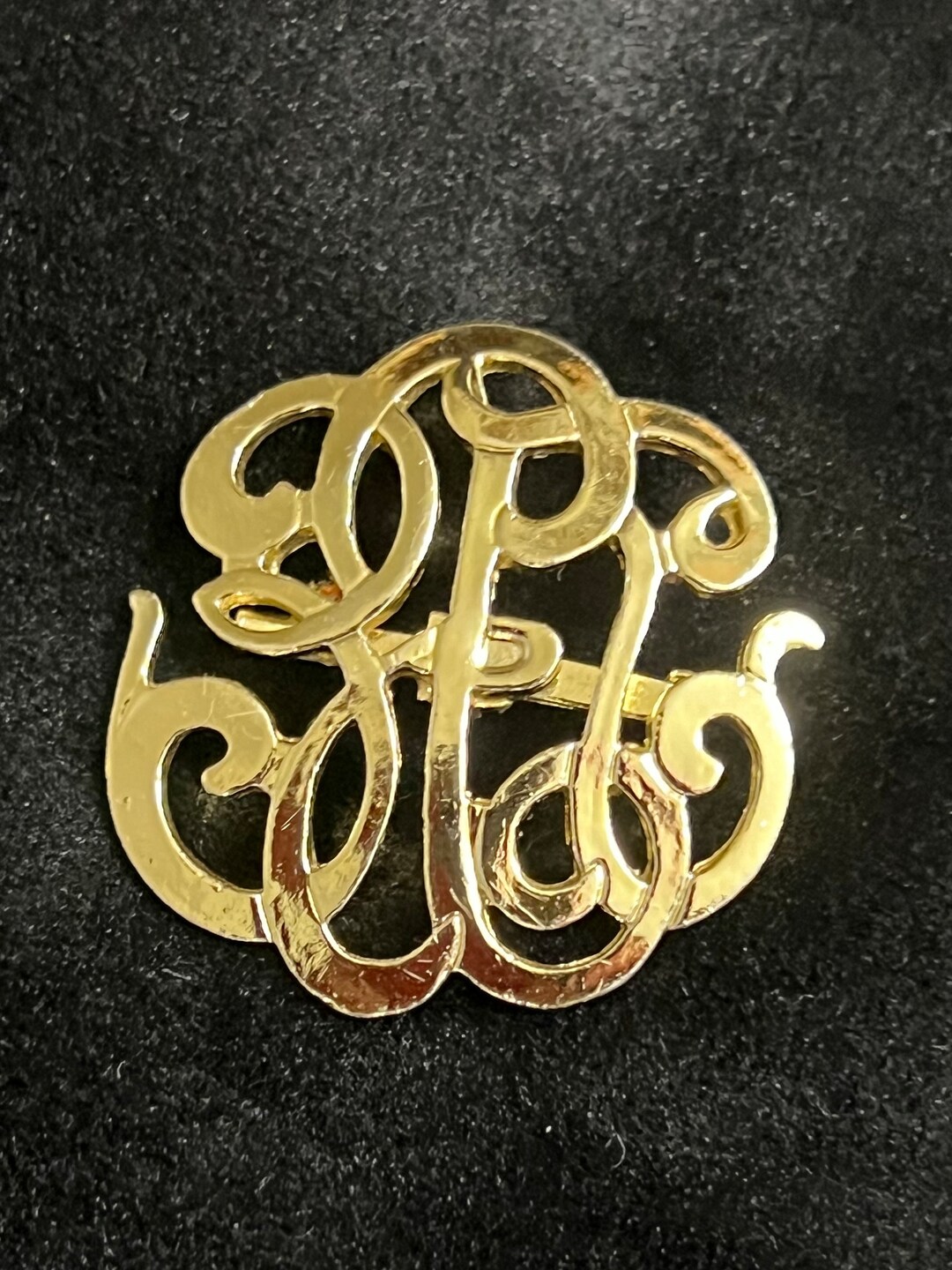 Gold Monogram Brooch - Etsy