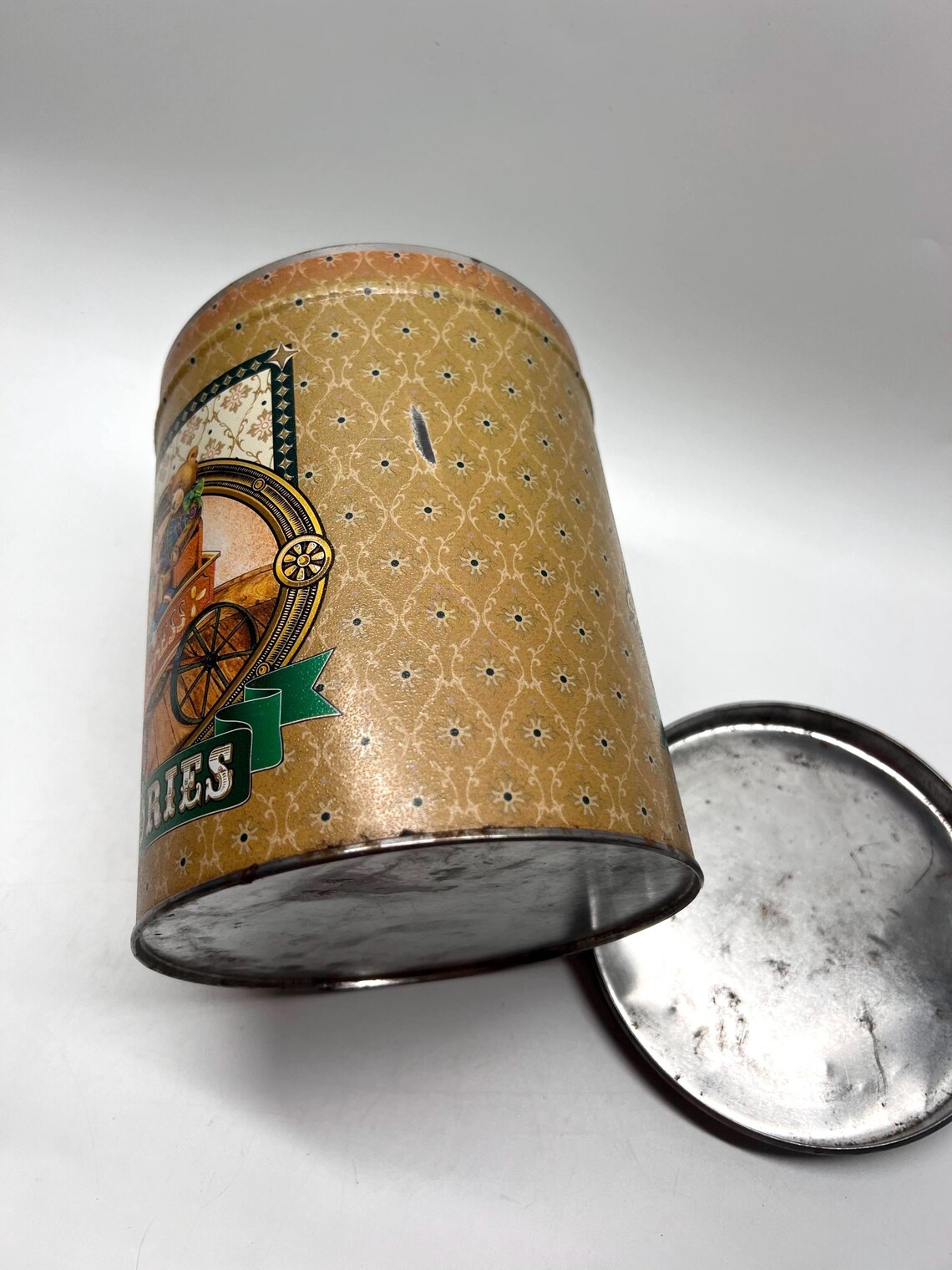 Memories Canister Vintage Tin Storage Container Toys and Wagon Design ...