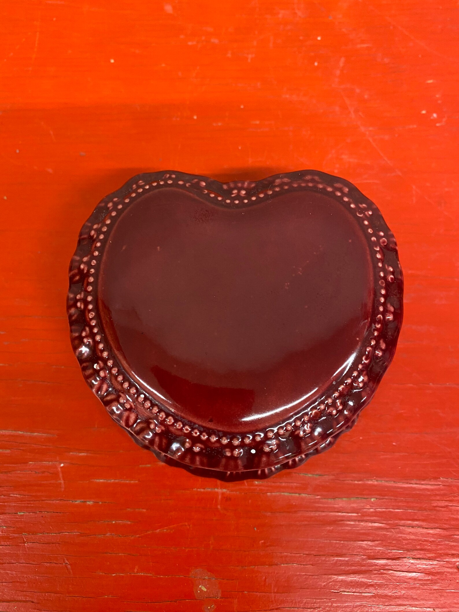 Heart Shaped Ceramic Trinket Box W/lid - 1983 Gator Mold Co. Pottery ...