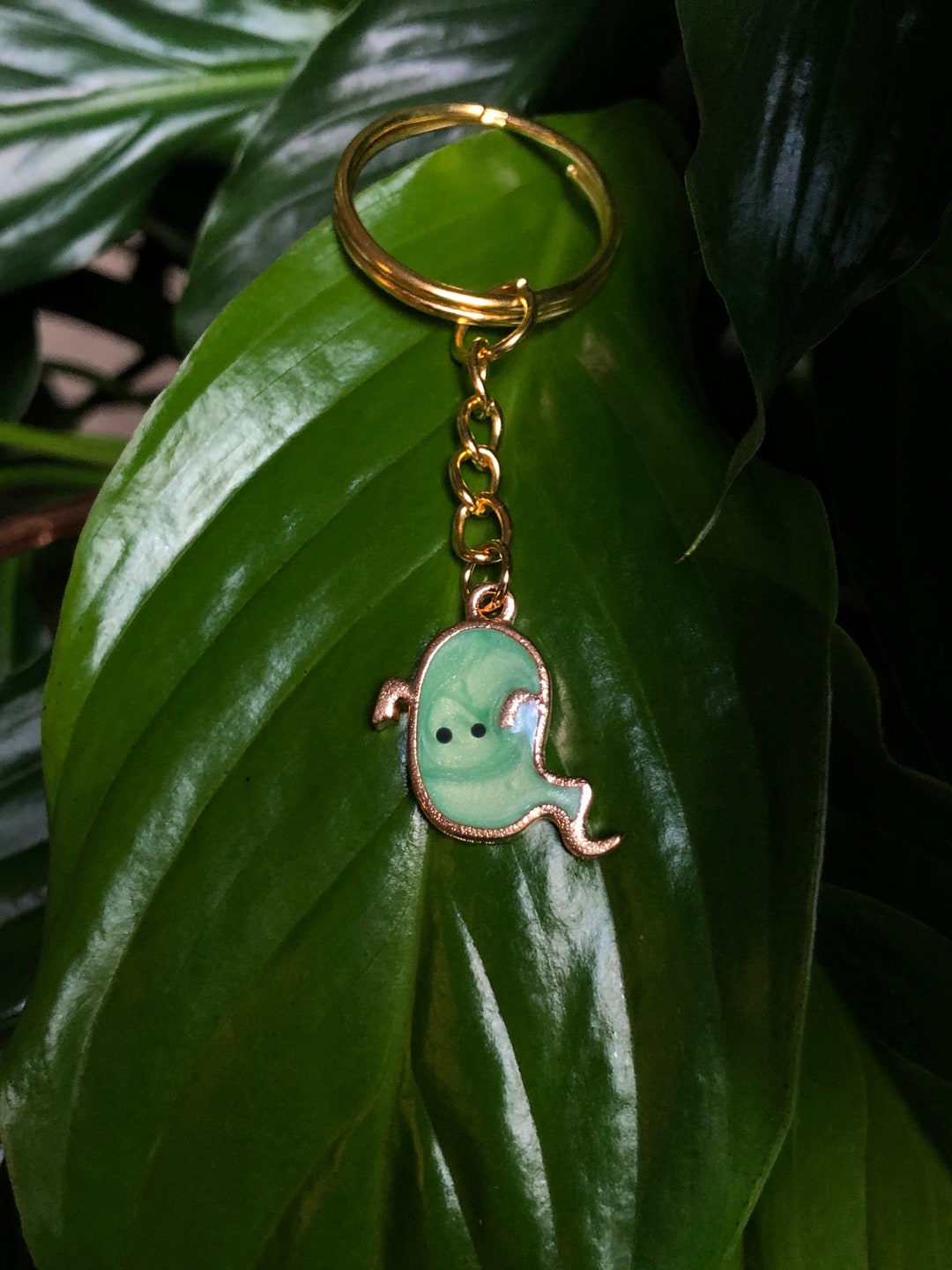 Cute Green Ghost Keychain - Etsy