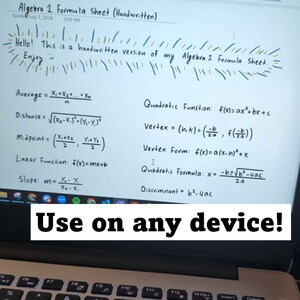 Algebra 1 Formula Sheet (handwritten) - Etsy