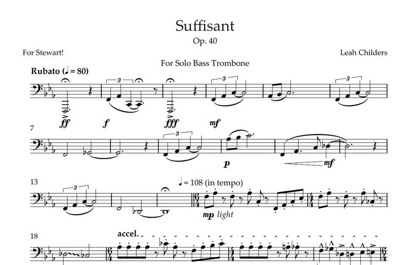 Suffisant for Bass Trombone Sheet Music - Etsy
