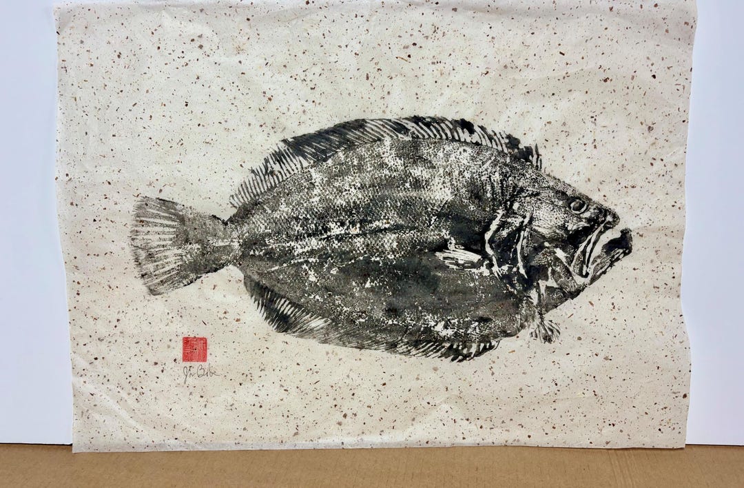 Original Gyotaku Fish Print - Flounder #2 - Unmounted - Etsy