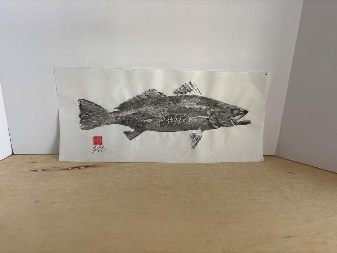 Original Gyotaku Fish Print - Unmounted Sea Trout - Etsy