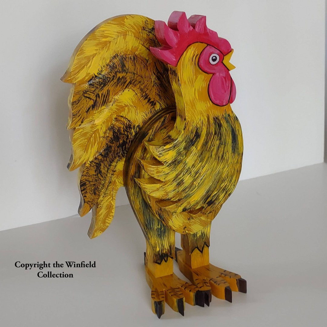 Wooden Dutch Bantam Rooster in Yellow and Black - Etsy