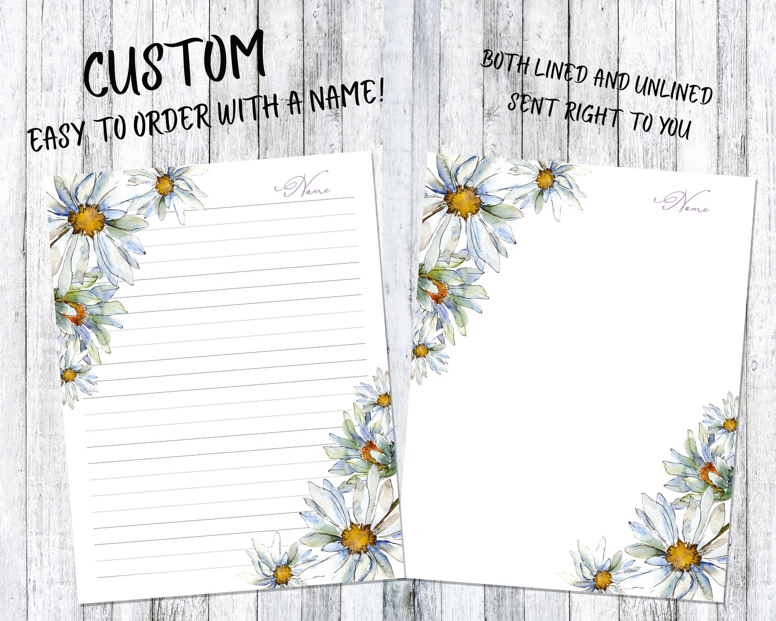 Daisy Stationery, Add Your Name to Personalize, Writing Paper, Ruled ...