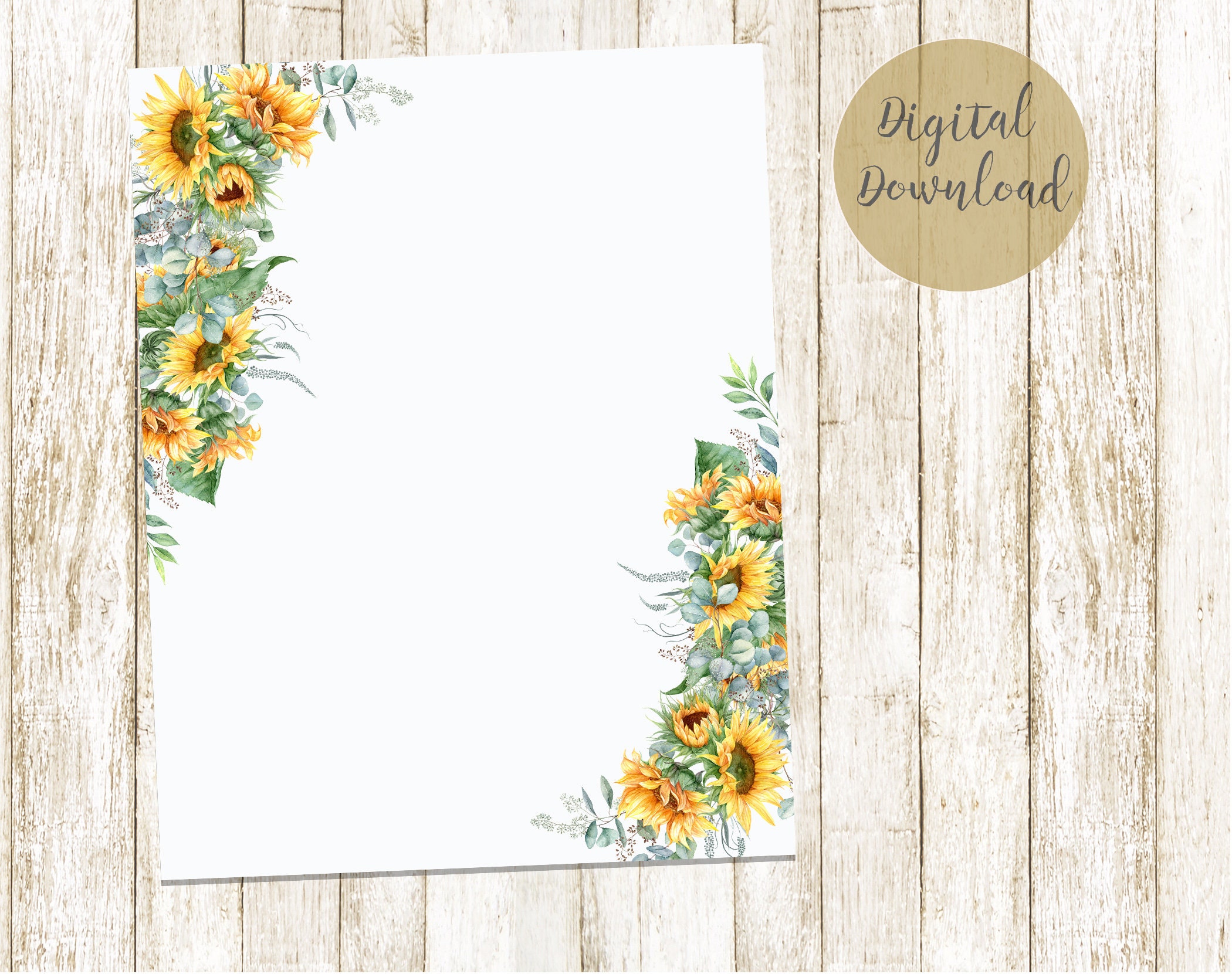Sunflower Note Paper, Pretty Floral Lined and Unlined Stationery, List ...